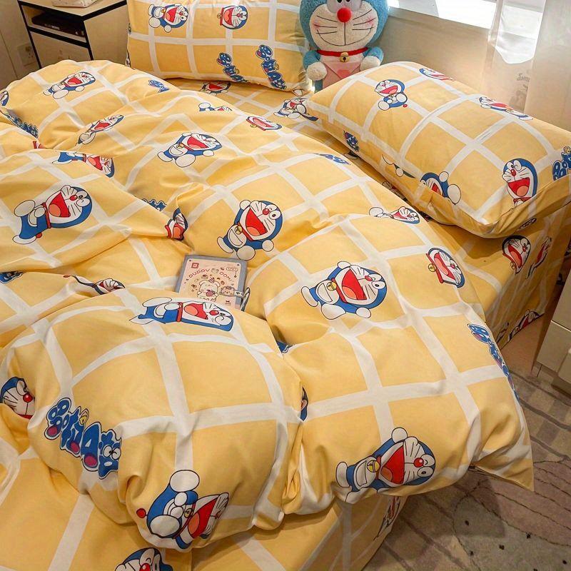 Doraemon Cartoon Cat 4 IN 1 Bedding Sets Comforter Cover Fla - TikTok ...