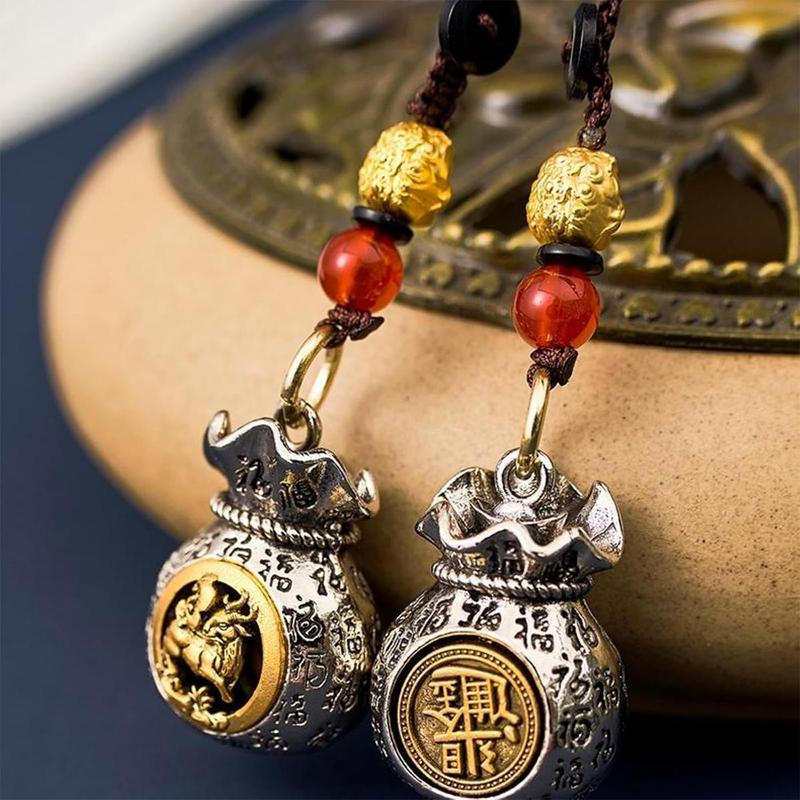 Chinese Zodiac Keychain Rotatable Fortune Bag Pendant Lucky Handmade ...