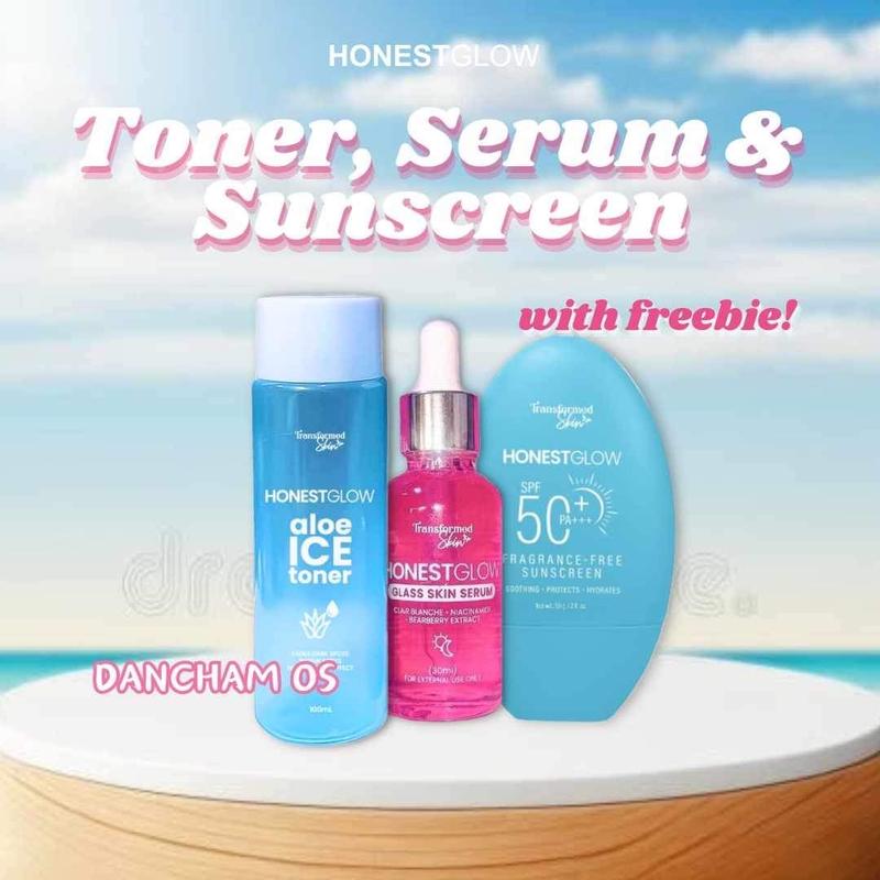 Fragrance free sunscreen+aloe toner + glass serum - TikTok Shop Philippines