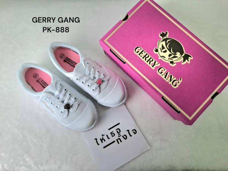 รองเท้าพละขาว Gerry Gang พื้นชมพู ติดอะไหล่เพรชมุ้งมิ้ง - TikTok Shop ...