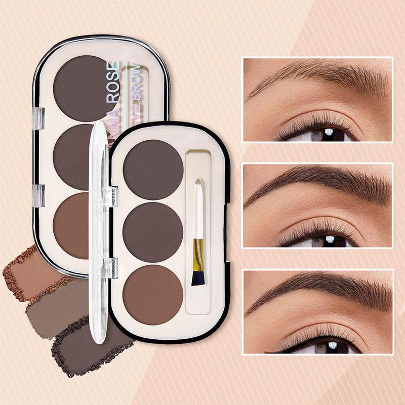 3-color Eyebrow Powder Palette With Eyebrow Brush Waterproof - TikTok ...