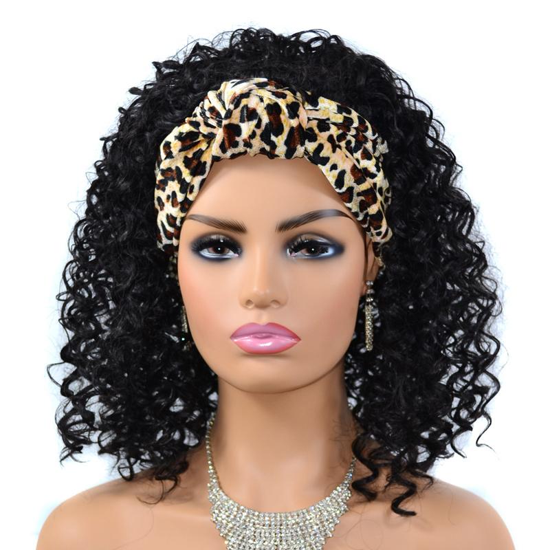Leopard print headband for women, mid-leng wig head cover, deep ...
