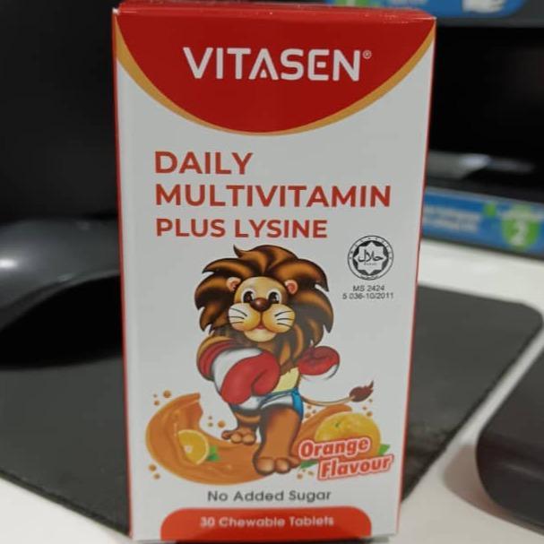 Vitasen Kids MultiVitamin+ Lysine Tab 30´s (TAMBAH SELERA MAKAN, BOOST ...