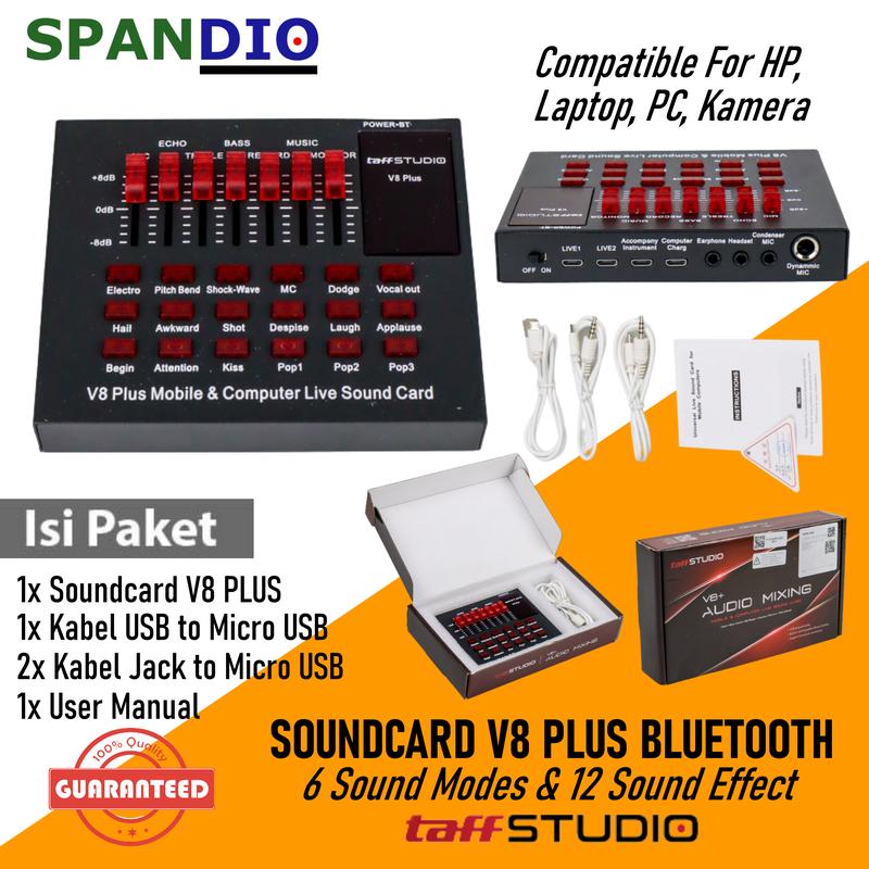 Sound Card V8 Plus Bluetooth External Mixer Original Taffstudio - Shop ...
