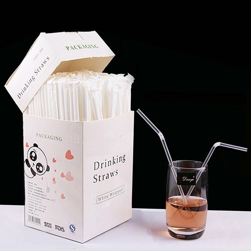 100/300Pcs Clear Individually Wrapped Boxed Drinking PP Straws - TikTok ...