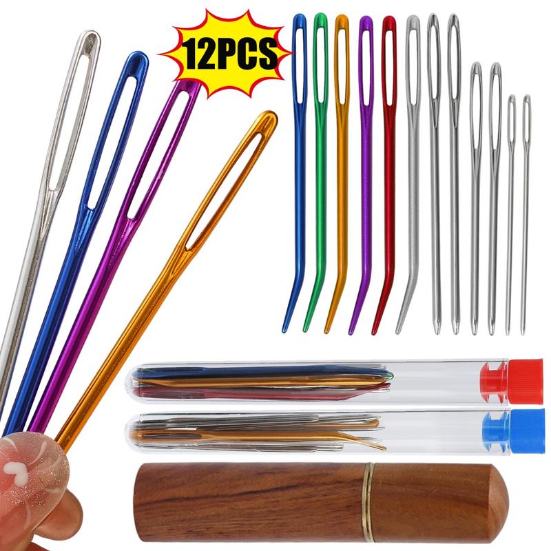 12Pcs/Set Multi-function Sewing Needle Set Large Eye Looper Knitting ...