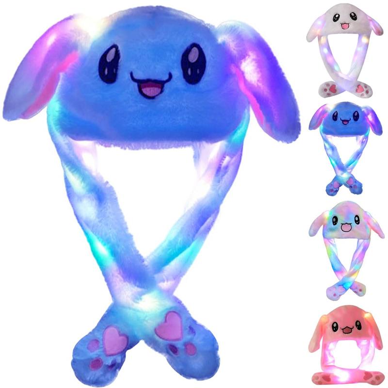 Funny Plush Rabbit Hat Ear Moving Jumping Hats Cute LED Animal - TikTok ...