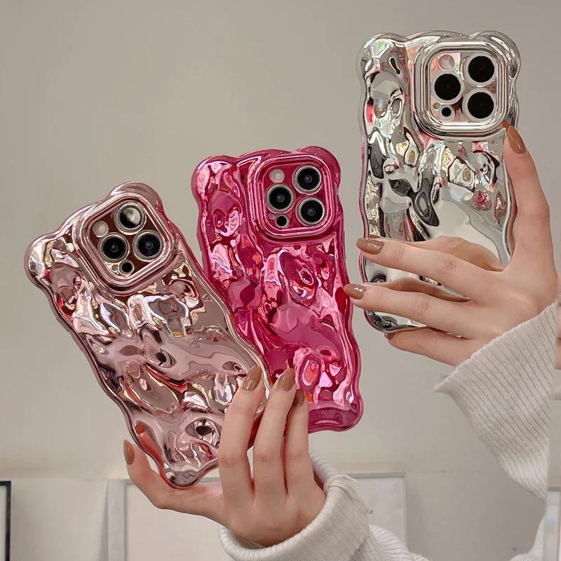 Luxury Plating Wrinkle Wavy Curly Edge Phone Case For iPhone - TikTok Shop