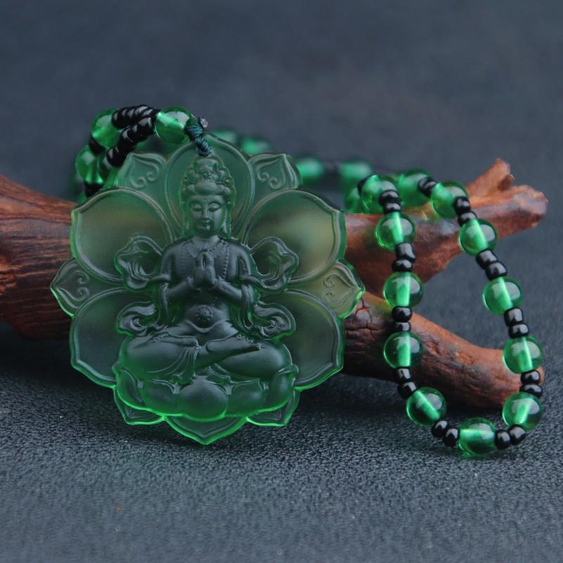 Loket Buddha Tara, Hijau Jed Tiruan, Kalung Buddha Guanyin Renda ...