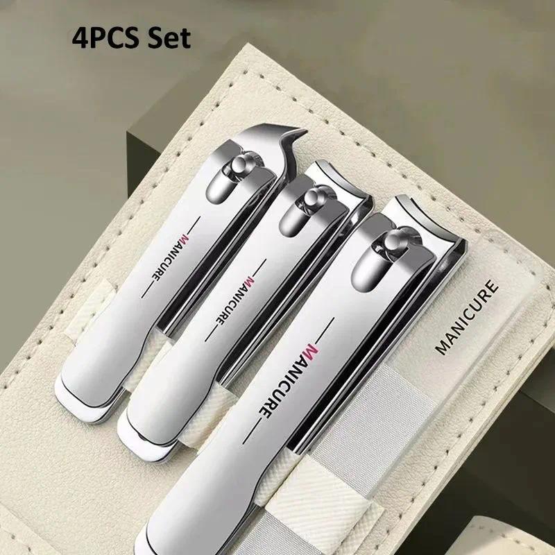 New Nail Clippers Set 4 PCs with Rotating Leather Bag Professional ...