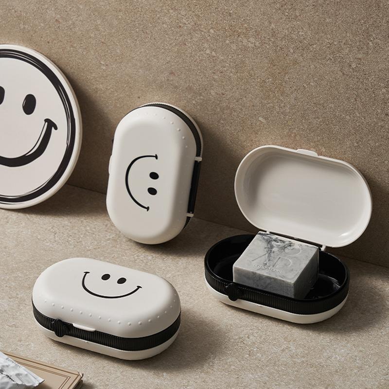 INS Style Smiley Face Soap Dish Double Layer with Lid Storag - TikTok ...