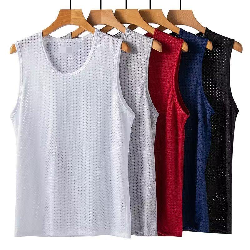 Men's Ice Silk Mesh Hollow Ice Cool Vest Men's Summer Thin Vest ...