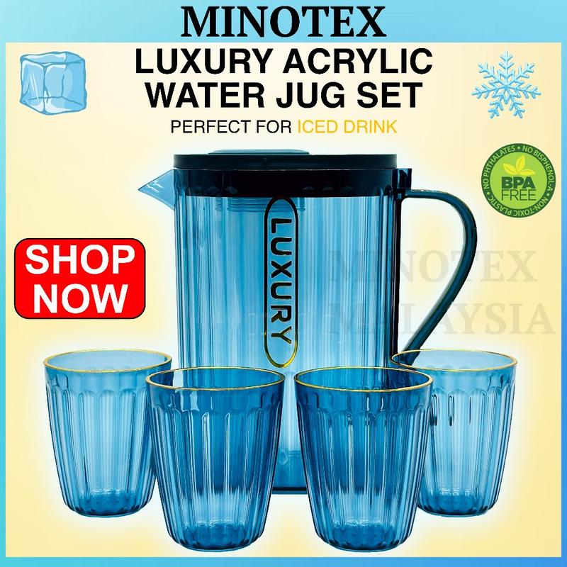 Luxury Acrylic Water Jug Set - 3L Jug, 300ml Tumblers, Cooling - TikTok ...