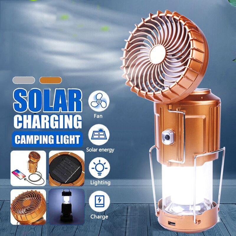 Lampu LED Camping 3-dalam-1 Solar | Boleh Cas Semula | Dengan Kipas ...