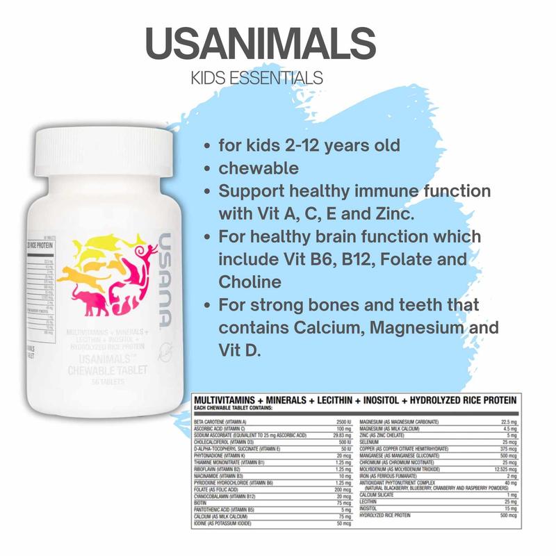 Usana USANIMALS Kids Essentials Immune Health Total Body Health ...