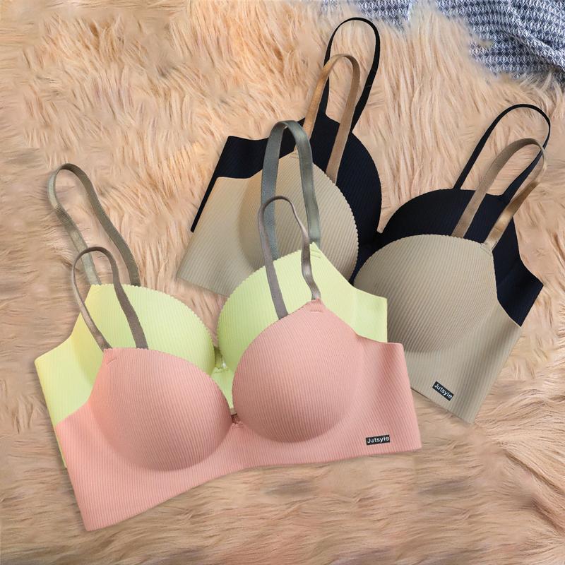 New Style Seamless Bra Women 3/4 Cup Adjust Straps Candy Color - TikTok ...