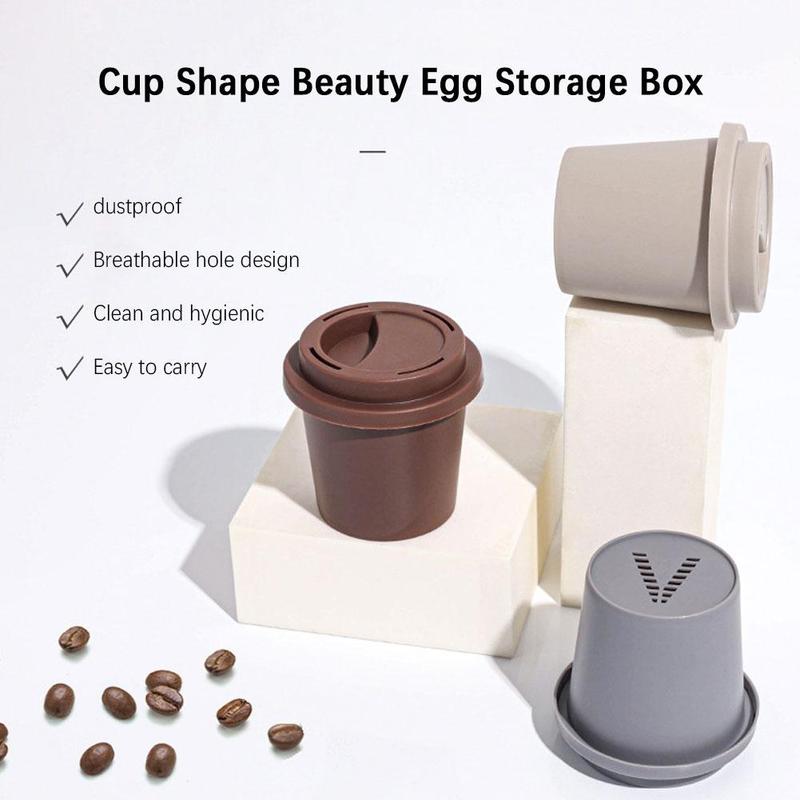 Coffee Cup Shaped Puff Holder Empty Cosmetic Puff Case Powde - TikTok ...