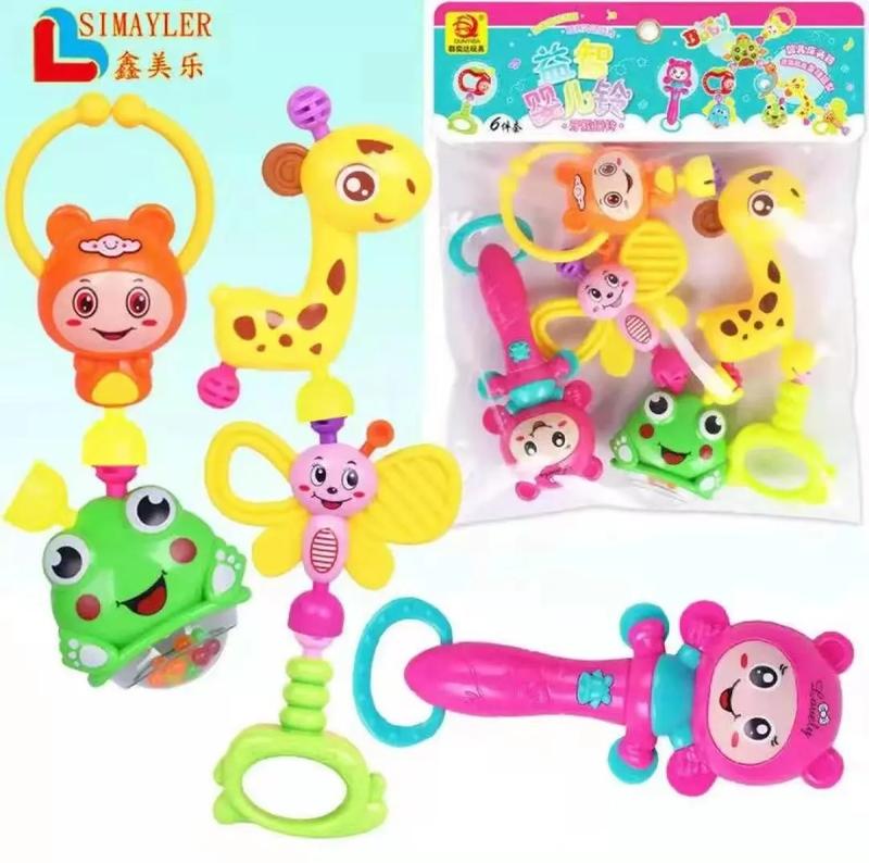 6Pcs Baby Cute Hand Jingle Bells Puzzle Shaking Rattle Toys For ...