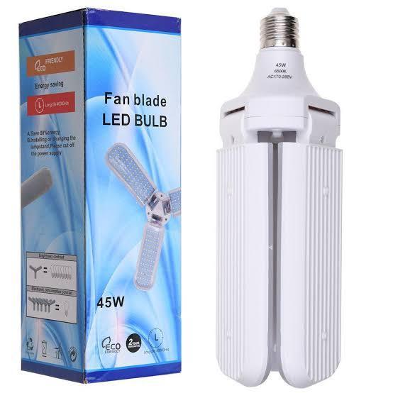 45W 6500K AC170-265V Foldable Fan Blade LED Light Bulb - TikTok Shop ...