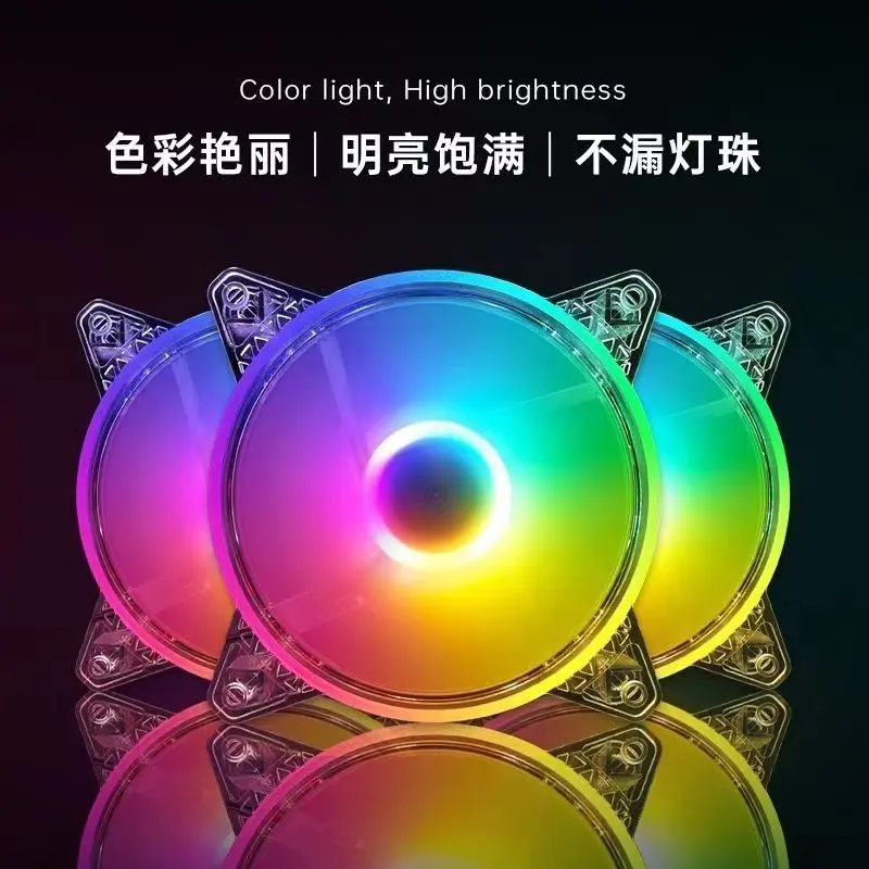 Kipas Casis, 12cm, Reka Bentuk Lutsinar Penuh, Kaca Kristal, Kipas RGB ...