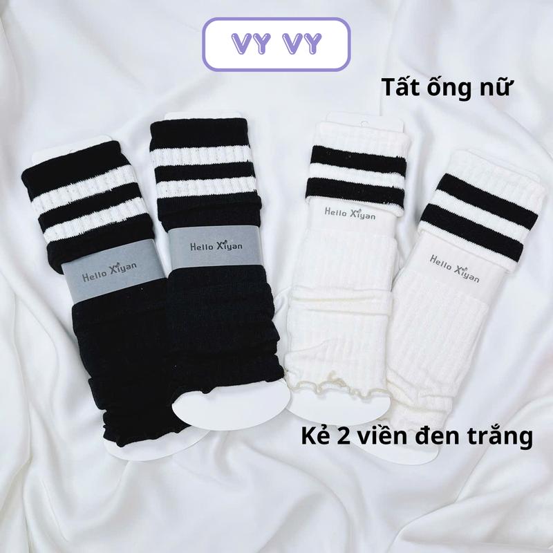 Tất ống chân kẻ viền đen trắng giữ ấm chân phong cáhc lolita - TikTok ...
