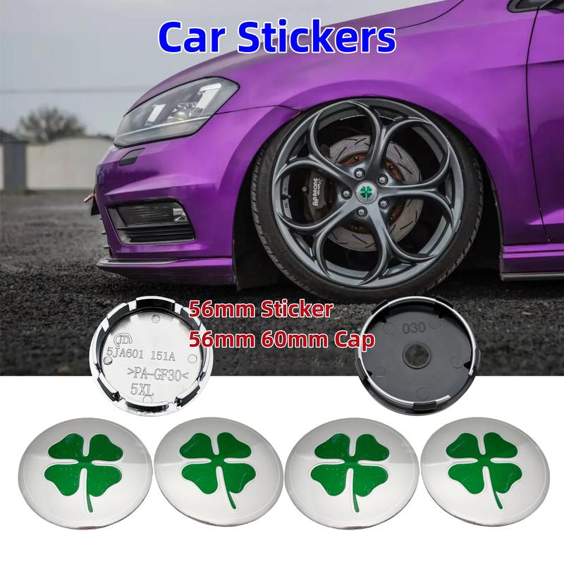 4pcs 56mm Four Leaf Clover Emblem Logo Car Stickers Car Whee - TikTok ...