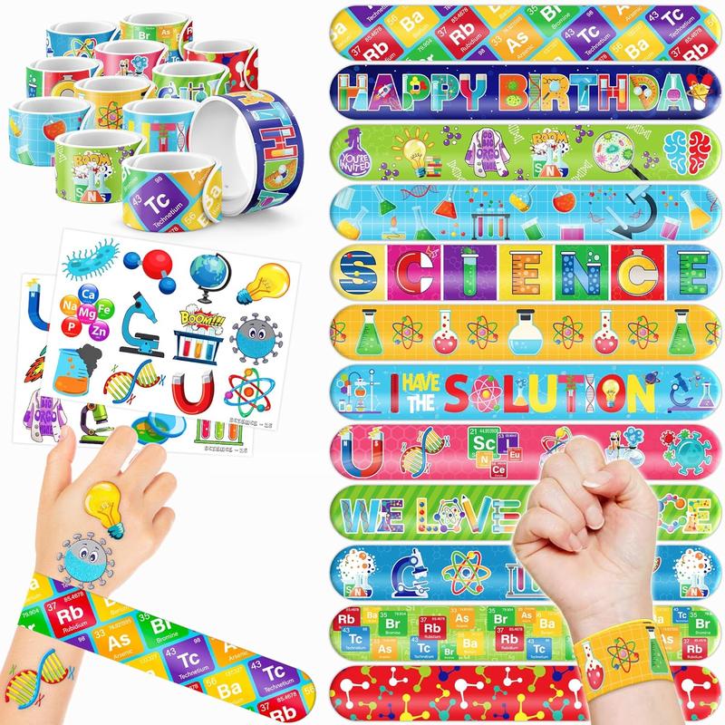 48 count Science Party Set - 24 count Temporary Tattoos & 24 count Slap ...