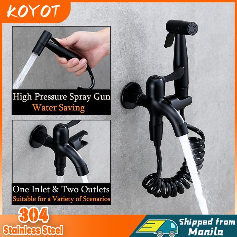 KOYOT 304 Stainless Steel 2 in 1 Wall Mounted Matte Black Bidet ...