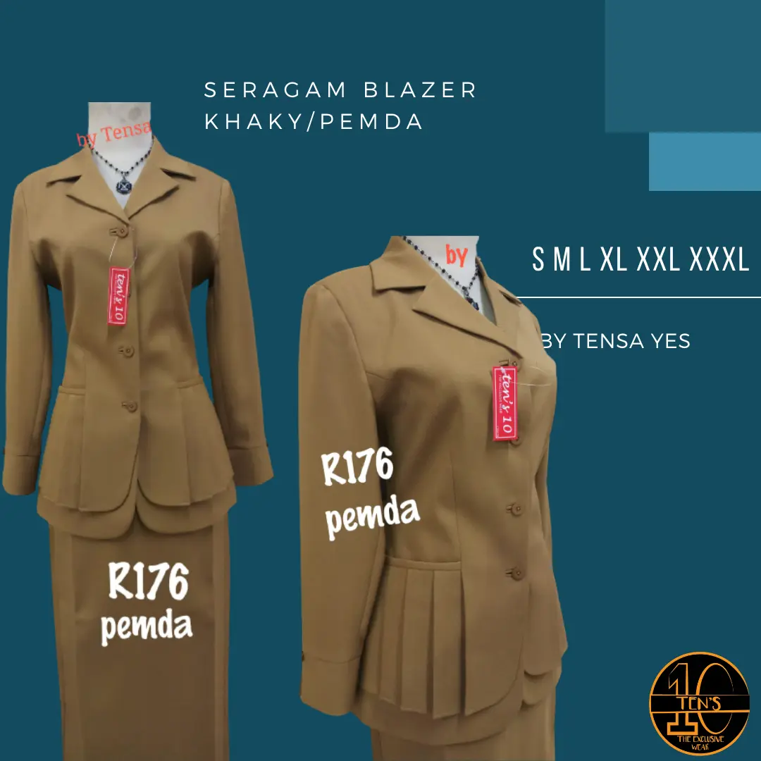 R176 Seragam blazer jas kheky pemda stelan rok pjg bahan import by ...