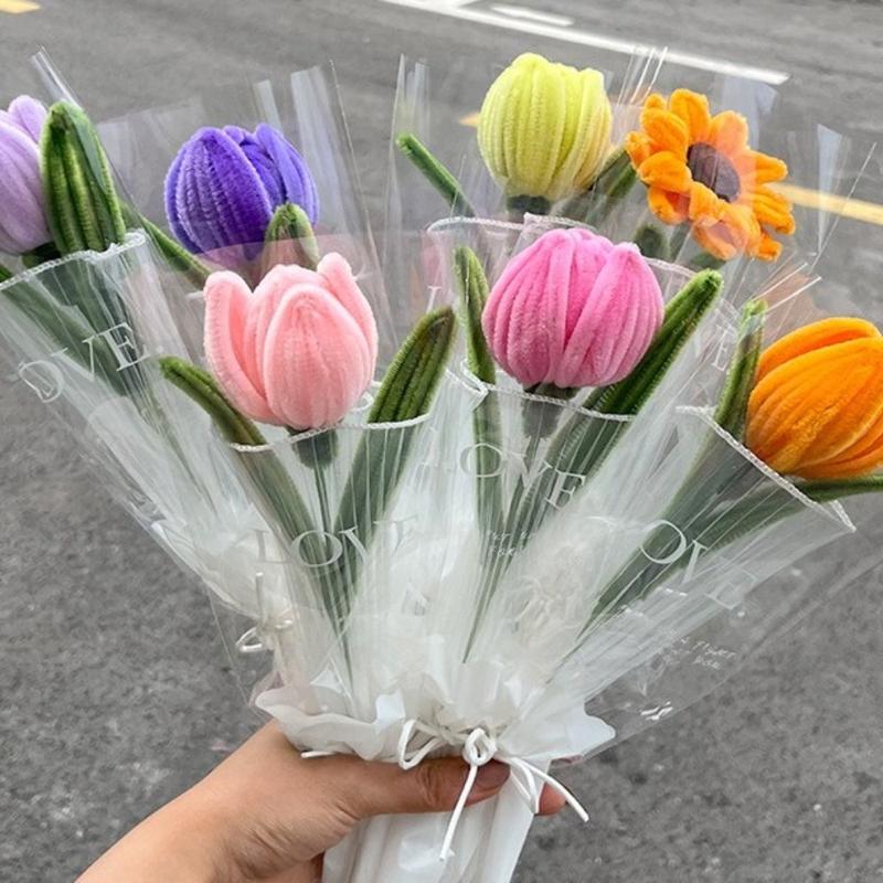 Sejambak Tulip Bunga Mengait, Romantik, 30cm, Hadiah Buatan Tangan ...