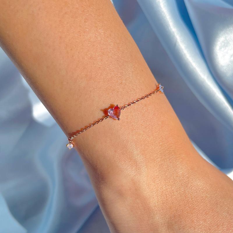 Gelang Jantung Merah Jambu Manis, Zirkon Bertatah Mikro, Untuk - TikTok ...