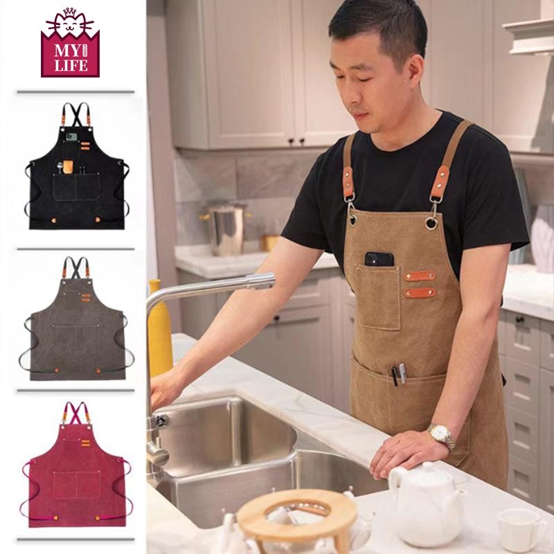 Apron Dapur, Apron Kanvas Tebal, Leher Halter, Kalis Air dan - TikTok ...