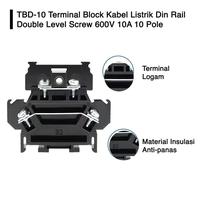 Jual TBD-10 Terminal Blok Block Kabel Listrik Din Rail TBD 10 2 Tingkat ...