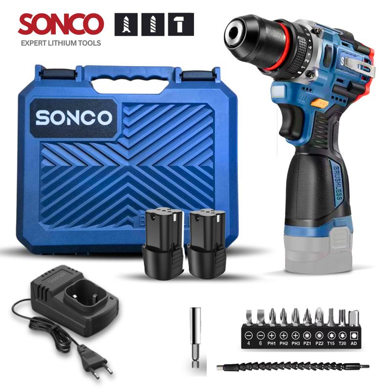 SONCO 18V Brushless Hammer Cordless Impact Drill Cordless Hammer ...