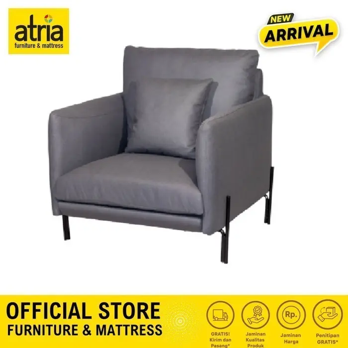 Sofa Kanna Atria 1 Seater Artificial Leather Dark grey - Shop | Tokopedia
