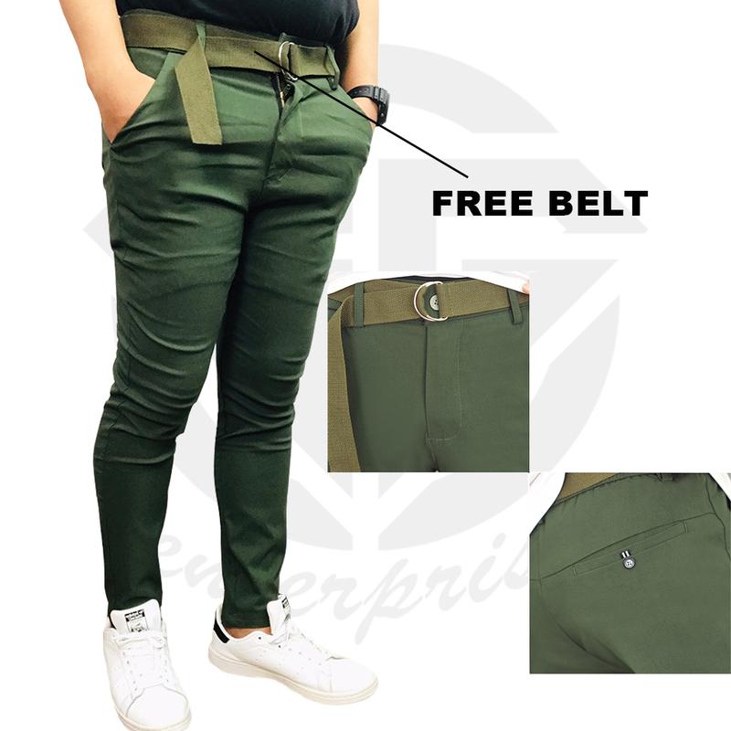 #1214 SG FREE BELT stretchable and garterized TROUSER PANTS skinny ...