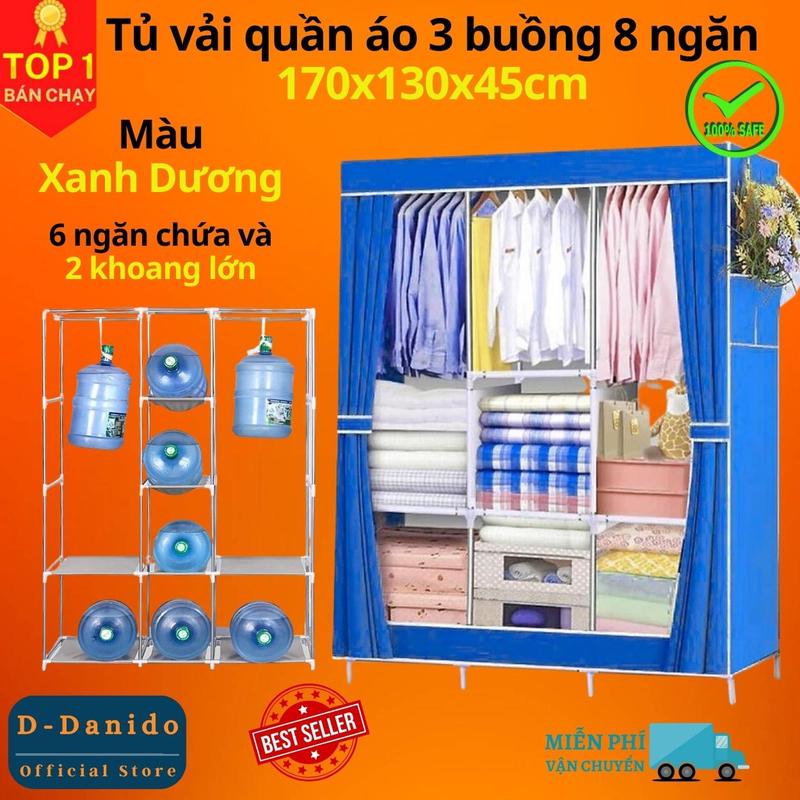 Tủ vải đựng quần áo 3 buồng 8 ngăn, 2 buồng 6 ngăn khung ino - TikTok Shop Vietnam