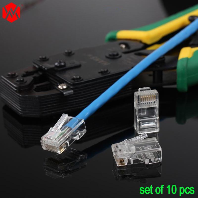 WM-163 (10 PCS)Crystal Head Network Head CAT6 RJ45 8P8C shielded ...