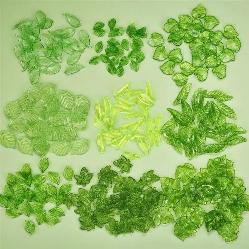 Manik Bentuk Daun, Hijau dan Lutsinar, 30pcs, Buatan Tangan, - TikTok ...
