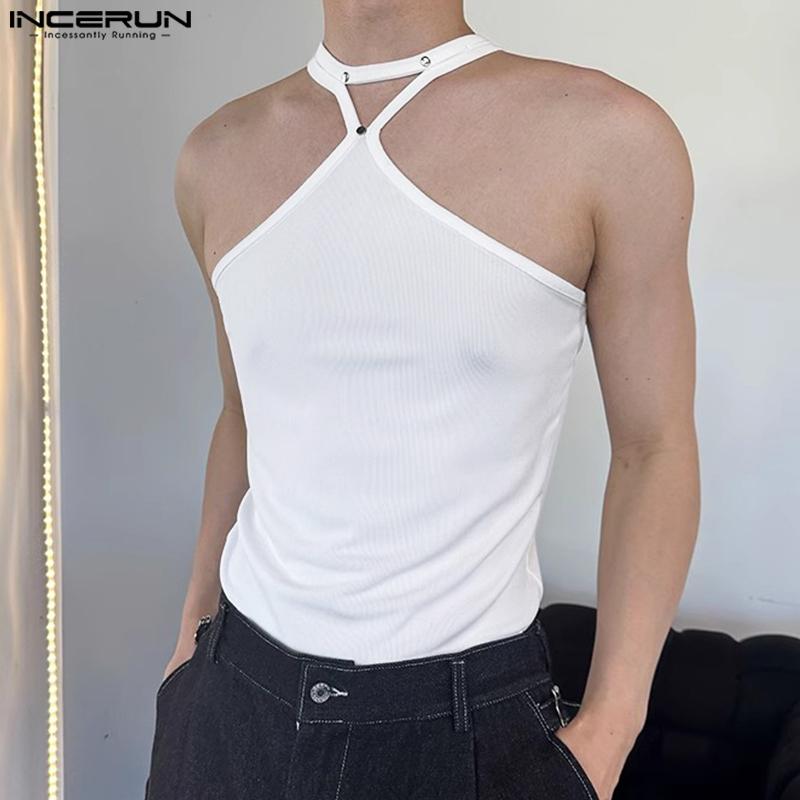 INCERUN Men Halterneck Off-shoulder Tank Fashion Elastic Bod - TikTok ...