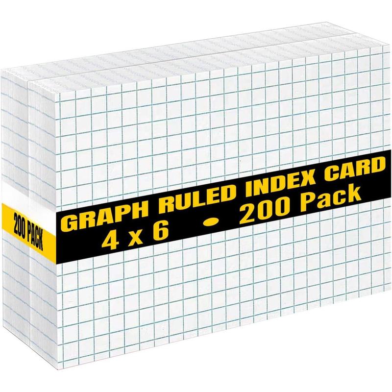 Index Cards 4x6 Graph Ruled White Quad cards 200/Pack - TikTok Shop