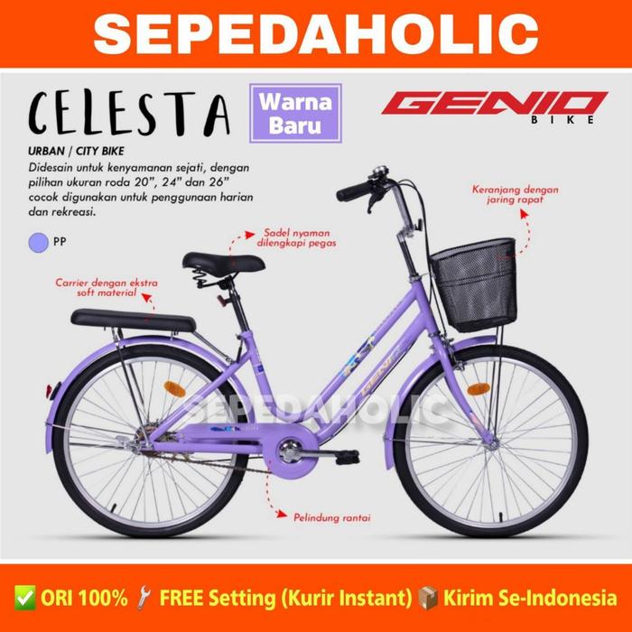 Jual Sepeda Keranjang GENIO CELESTA Ukuran 20 24 26 Inch Dewasa City ...