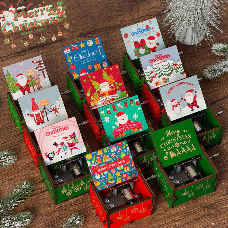 Wooden Carved Music Box Friends Mechanical Christmas Decoration ...