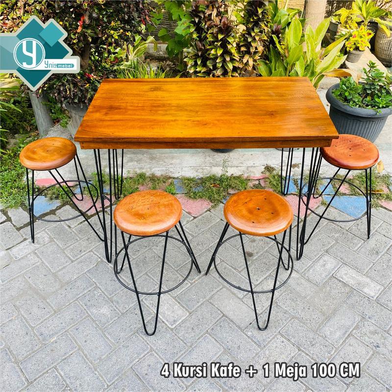 1 SET MEJA 1 METER + KURSI KAFE 50 CM - Shop | Tokopedia