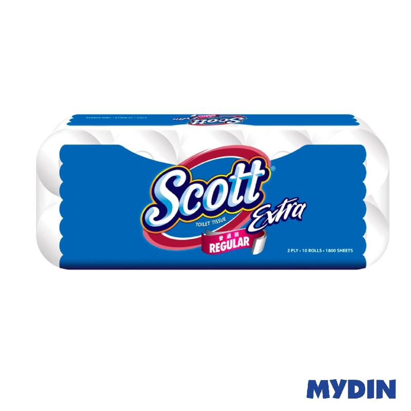 Tisu Tandas Biasa Scott Extra (2 Lapis x 10 Gulung x 180 Helai ...