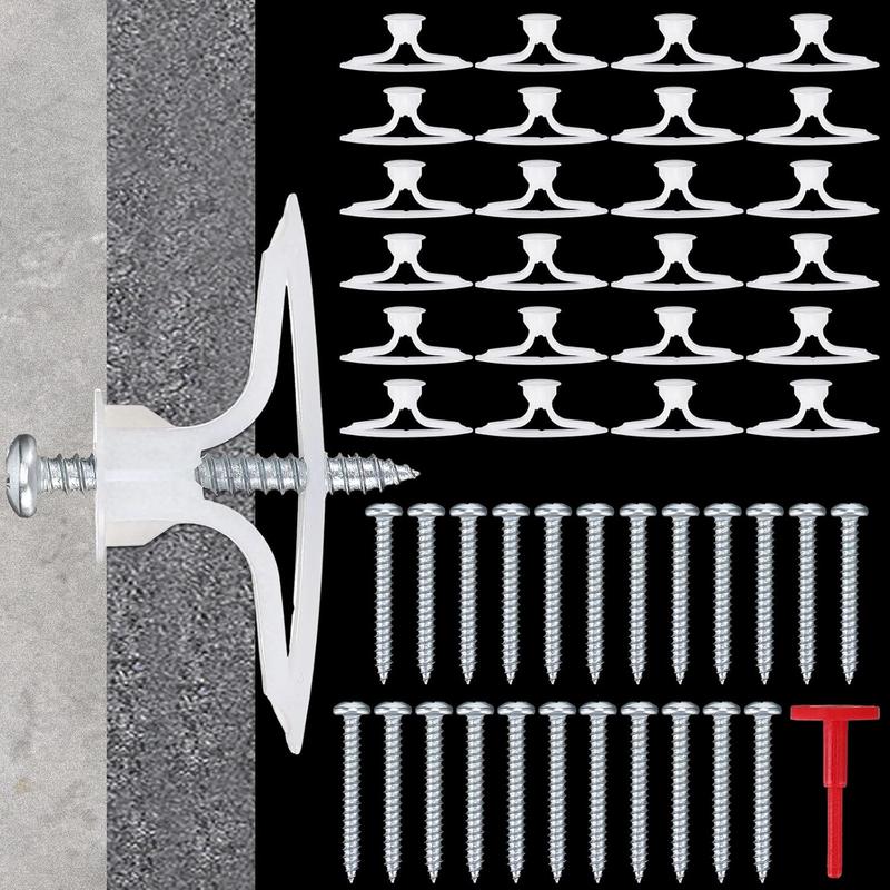 25 Sets Drywall Anchor Kit, Plastic Self Drilling Expansion Hollow ...