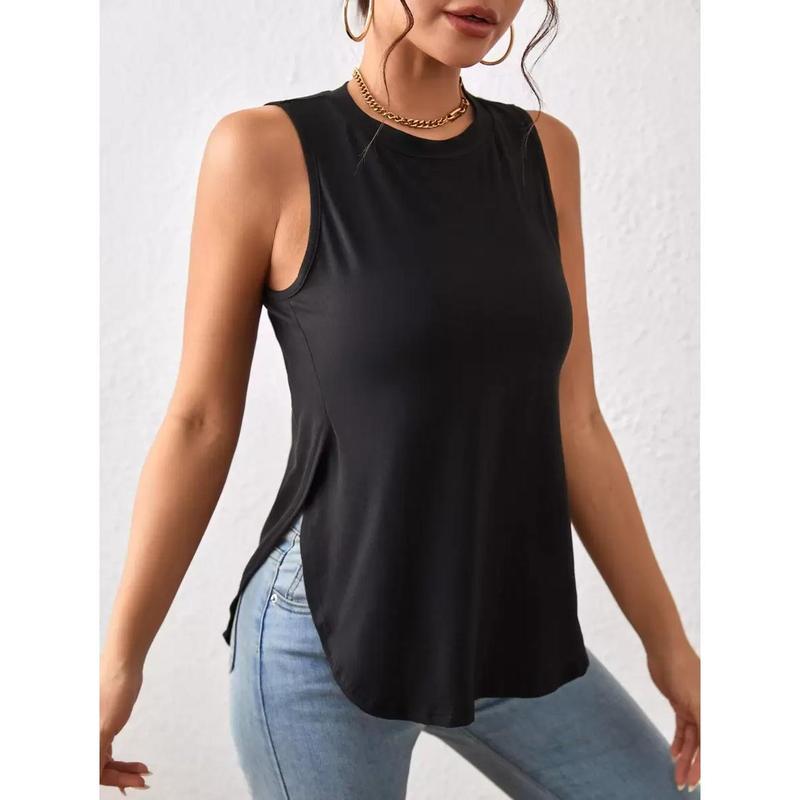 Chiquease Curved Hem Tank Top Casual Beach babydoll tops tube tops tank ...