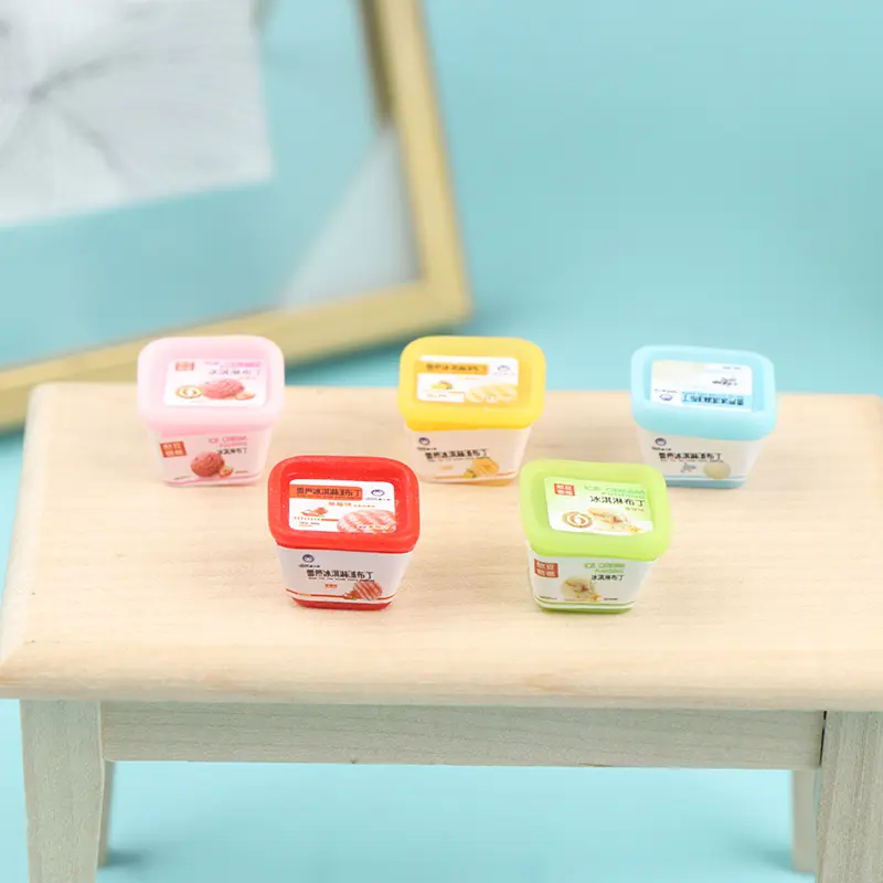 10Pcs 1/12 Dollhouse Miniature Pretend Food Dollhouse Sundae Ice Cream ...