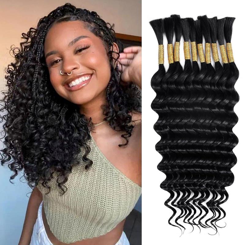 Human Braiding Hair 12A Deep Water Wave Human Hair 75g 16 Inch Curly Human Hair for Boho Braids ...