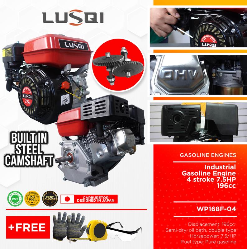 LUSQI Industrial Gasoline Engine 7.5HP 4-stroke WP168F-04 Carb - TikTok ...